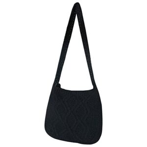 gabangjange Crochet Shoulder HandBags Hobo Knitted Tote Bag Shopping Bags Black