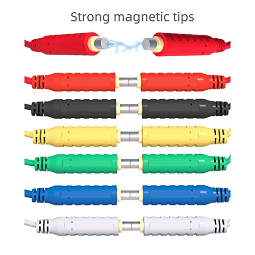 6PCS Magnetic Test Leads Silicone Soft Flexible Jumper Test Wires 30V AC5A 3.3FT Magnetic Jumper Wires HVAC