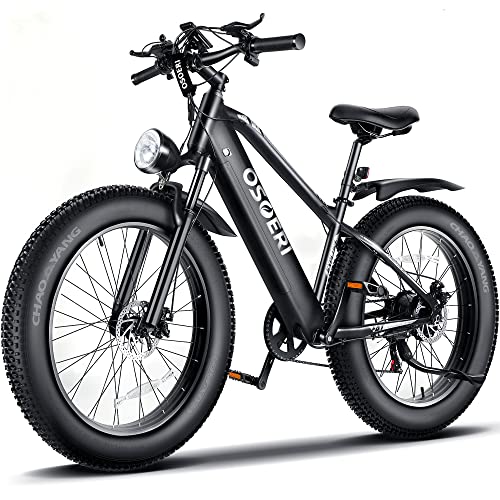 Osoeri 26" x 4" Fat Tire Electric Bike for Adults, 65Miles Range 48V 20Ah LG Cells Battery Ebike, 750W Brushless Motor 28MPH Shimano 7-Speed Electric Bicycle, Lockable Suspension Fork, UL Certified