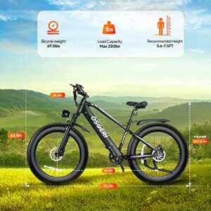 Osoeri 26" x 4" Fat Tire Electric Bike for Adults, 65Miles Range 48V 20Ah LG Cells Battery Ebike, 750W Brushless Motor 28MPH Shimano 7-Speed Electric Bicycle, Lockable Suspension Fork, UL Certified