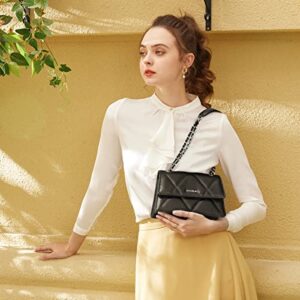 Jackie&Jill Quilted Crossbody Bags for Women,Small Shoulder Purse with Chain Strap,Classic Square Satchel Handbag. (Black)