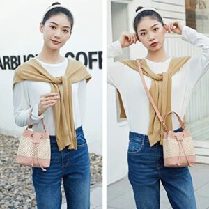 Straw Bag for women Summer Beach Bag Woven Hobo Handbag Work Tote Bag Vacation Bucket Bag Crossbody Purse