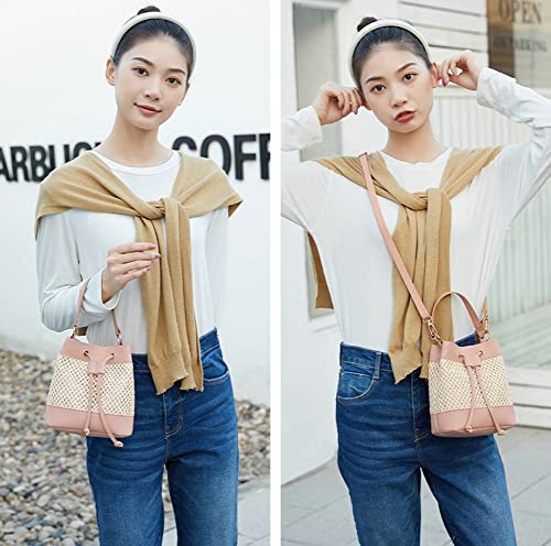 Straw Bag for women Summer Beach Bag Woven Hobo Handbag Work Tote Bag Vacation Bucket Bag Crossbody Purse