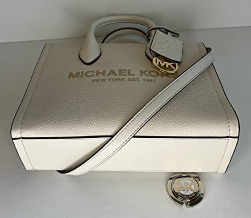 Michael Kors Mirella Small Shopper Top Zip Bag bundled SM TZ Coinpouch Purse Hook (LT Cream Multi/Vanilla PVC)