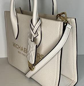 Michael Kors Mirella Small Shopper Top Zip Bag bundled SM TZ Coinpouch Purse Hook (LT Cream Multi/Vanilla PVC)