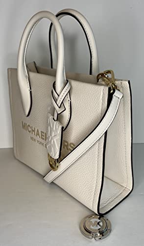 Michael Kors Mirella Small Shopper Top Zip Bag bundled SM TZ Coinpouch Purse Hook (LT Cream Multi/Vanilla PVC)