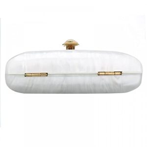 Clutch Purse for Women - Smoky Pattern Acrylic Handbag - Unique Elegant Crossbody Bag (White)