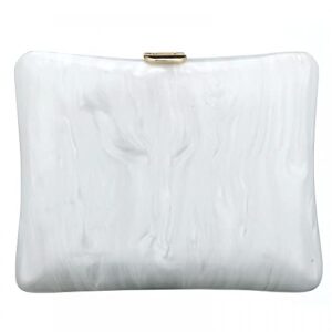 Clutch Purse for Women - Smoky Pattern Acrylic Handbag - Unique Elegant Crossbody Bag (White)