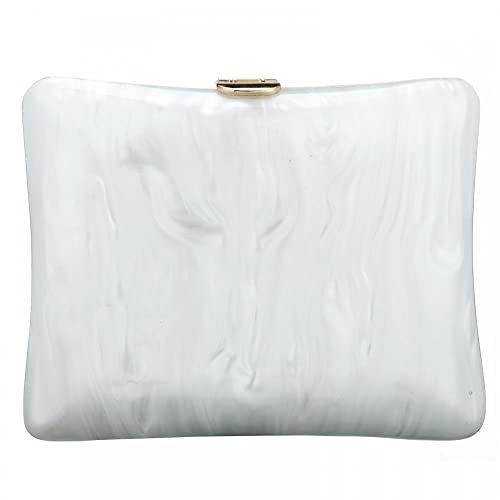 Clutch Purse for Women - Smoky Pattern Acrylic Handbag - Unique Elegant Crossbody Bag (White)