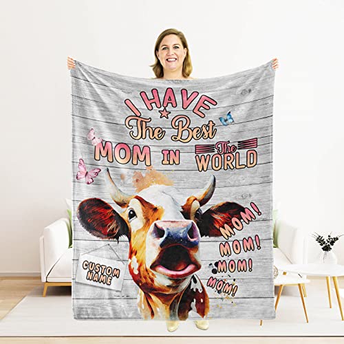 NICEFORNICE Custom Gifts for Mom Blanket Gifts, 40"x30" Cozy Flannel Throw Blankets, Personalized Gift for Women Mama New Mom Mother Day Birthday Anniversary Couch Bed Sofa