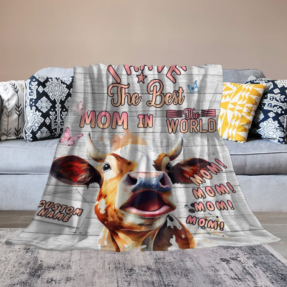 NICEFORNICE Custom Gifts for Mom Blanket Gifts, 40"x30" Cozy Flannel Throw Blankets, Personalized Gift for Women Mama New Mom Mother Day Birthday Anniversary Couch Bed Sofa