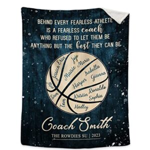 Rimmer Personalized Thank You Basketball Coach Blanket, Team Gifts for Basketball Player, Anniversary Present for Basketball Coach, Great Gifts for Sports Fans on Christmas Birthday Fathers Day