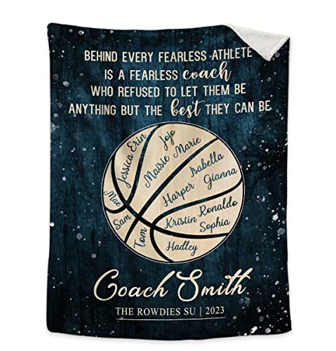 Rimmer Personalized Thank You Basketball Coach Blanket, Team Gifts for Basketball Player, Anniversary Present for Basketball Coach, Great Gifts for Sports Fans on Christmas Birthday Fathers Day