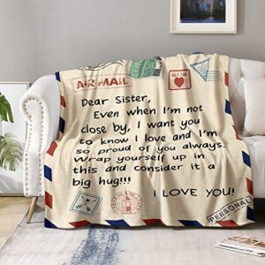 Sister Birthday Gifts from Sister, Sister Gifts Blanket for Sisters from Brother Throw Blanket to My Sister, Soft Bed Sofa Cozy Fleece Flannel Blanket Christmas Valentines Unique Gifts for Women Teen