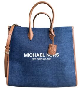 michael kors mirella large tote bag with adjustable strap (indigo)