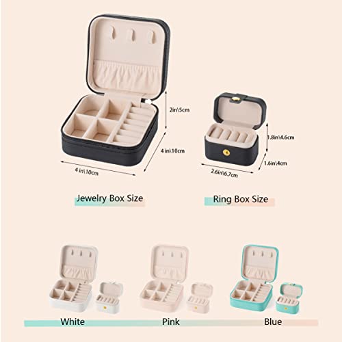 Travel Jewelry Case Set, Small Jewelry Boxes, Travel Jewelry Box for Girls Gift, Portable Jewelry Organizer for Necklaces, Earrings, Rings(2 in 1,Black)