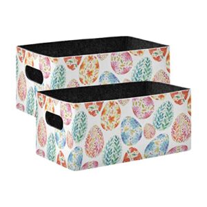 senya easter storage baskets 2 pack, easter eggs floral small foldable storage box for cosmetic organizing decorative baskets for shelves, table, home