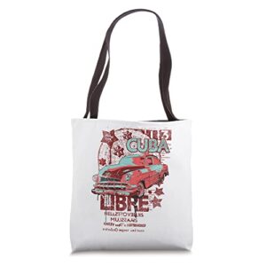 cuba vintage car libre palms rum beach havanna gift souvenir tote bag