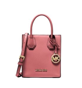 michael kors mercer extra-small pebbled leather crossbody bag (tea rose)