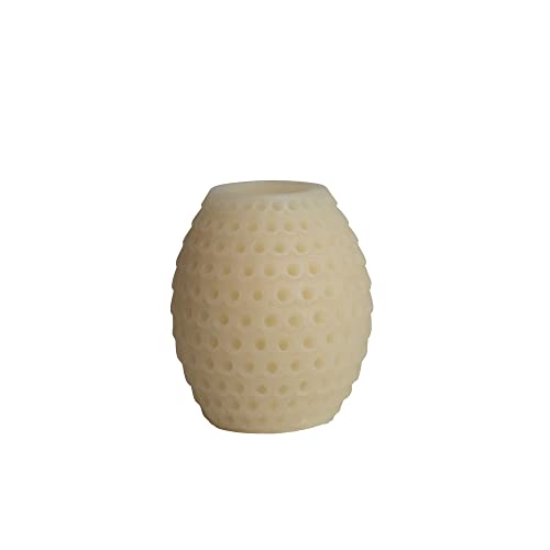 Creative Co-Op Pillar Embossed Faux Melted Wax, Ivory LED Candle