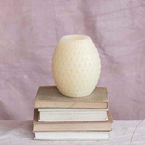 Creative Co-Op Pillar Embossed Faux Melted Wax, Ivory LED Candle