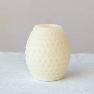 Creative Co-Op Pillar Embossed Faux Melted Wax, Ivory LED Candle