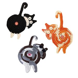 graceice 3pcs cat coaster woven creative cute insulation coffee and tea desktop gifts