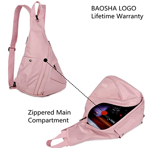 Waterproof Nylon Sling Backpack for Women Convertible Crossbody bag Casual Backpack Purse for Outdoor Travel Hiking XB-10 (Pink)