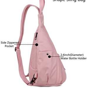 Waterproof Nylon Sling Backpack for Women Convertible Crossbody bag Casual Backpack Purse for Outdoor Travel Hiking XB-10 (Pink)