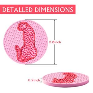 AellasNervalt 4Pcs Preppy Car Cup Coaster Smile Face Lightning Bolt Leopard Lip Silicone Drink Coasters Non-Slip Heat Resistant Cups Mat Cup Holders Auto Accessories for Teen Girls Pink Yellow 2.8 in