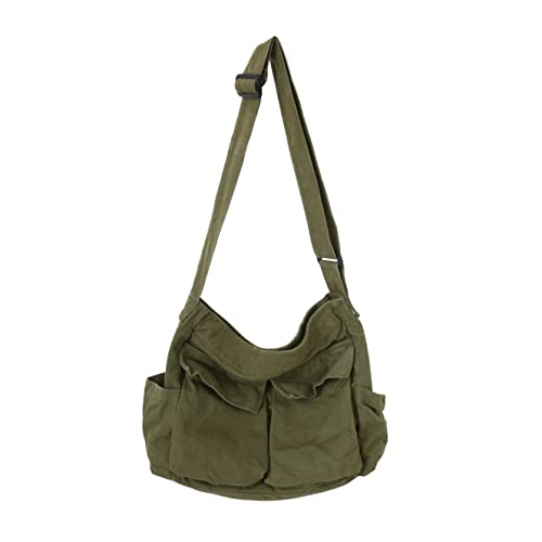 JBB Canvas Messenger Bag Hobo Tote Bag Cute Shoulder Bag Large Crossbody Bags for Women and Men Green