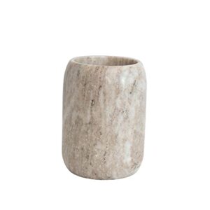 creative co-op modern marble bottle holder, white crock, natural