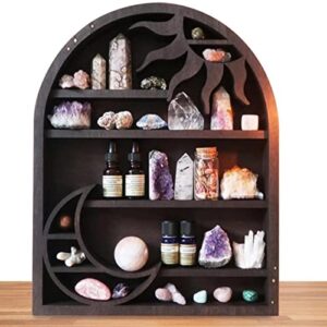 countoozq floating shelves essential oil display rack crystal stone wall boho hanging gothic decoration wall stand mounted organizer for living room creative cupboard home decor,45x35cm