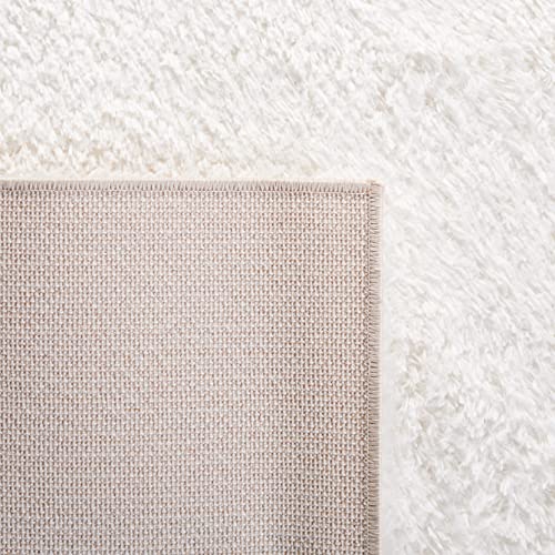 Safavieh Tahoe Shag Collection 9' x 12' White THO670A Solid Non-Shedding 1.2-inch Thick Area Rug