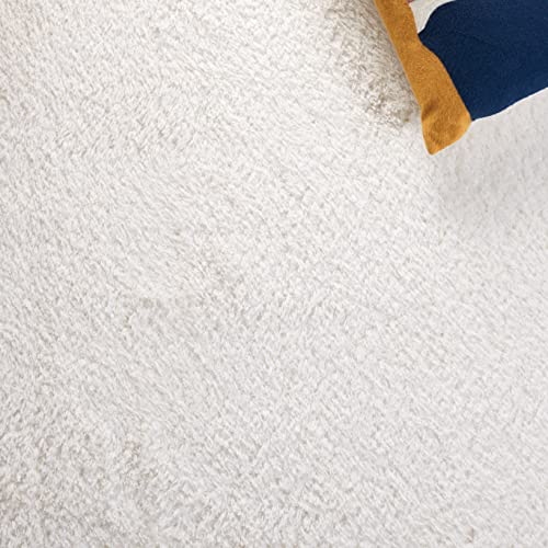 Safavieh Tahoe Shag Collection 9' x 12' White THO670A Solid Non-Shedding 1.2-inch Thick Area Rug