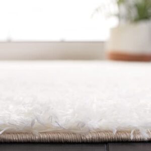 Safavieh Tahoe Shag Collection 9' x 12' White THO670A Solid Non-Shedding 1.2-inch Thick Area Rug