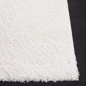 Safavieh Tahoe Shag Collection 9' x 12' White THO670A Solid Non-Shedding 1.2-inch Thick Area Rug