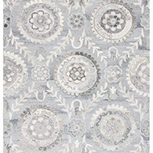 Safavieh Suzani Collection 2' x 3' Grey SZN334F Handmade Boho Wool Area Rug