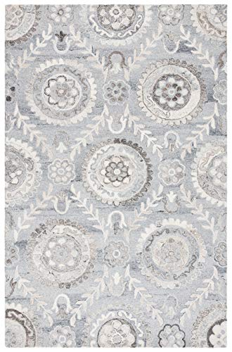 Safavieh Suzani Collection 2' x 3' Grey SZN334F Handmade Boho Wool Area Rug