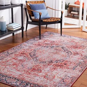 safavieh tucson collection machine washable slip resistant 5′ x 8′ rust/navy tsn177p vintage persian medallion distressed living room dining bedroom area rug