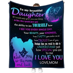 coolim daughter gift from mom, to my daughter blanket from mom, daughter gifts, halloween christmas birthday gifts for daughter (daughter gift from mom, 60″ l x 50″ w)