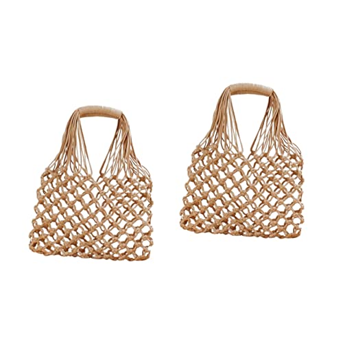 TENDYCOCO 2 Pcs Hollow Woven Handbag Straw Purses for Women Woven Purses for Women Travel Sling Bag for Women Beach Bags for Women Women s Hobos Bohemia Woven Handbag Handmade Woven Bag Girl