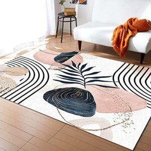 abstract boho art area rug, modern minimalist european geometric line art living room rug for room sofa living room bedroom home decor floor mats-6x5ft