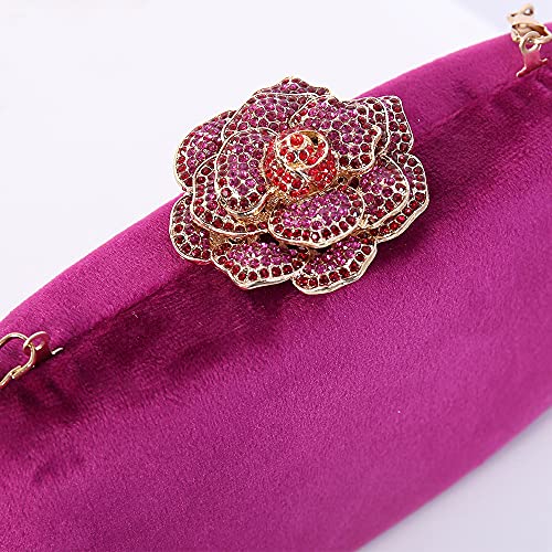 Women Velvet Evening Clutch Bag Beaded Flower Top Cocktail Party Handbag(Mint)