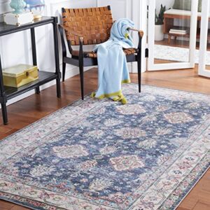 safavieh tucson collection machine washable slip resistant 5′ x 8′ navy/beige tsn196n vintage persian distressed living room dining bedroom area rug