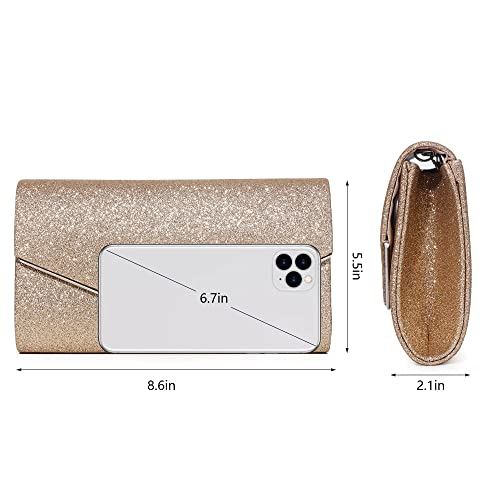 Bride Purse Wedding Purses for Women Bride Clutch Purse Bridal Purse Silver Clutch Prom Purses and Handbags Silver Evening Clutch Bridal Gold Clutch Gold Purses for Women Silver Handbag (Champagne)