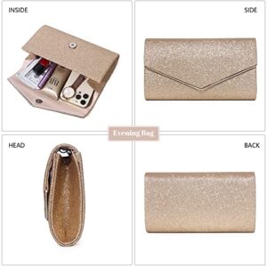 Bride Purse Wedding Purses for Women Bride Clutch Purse Bridal Purse Silver Clutch Prom Purses and Handbags Silver Evening Clutch Bridal Gold Clutch Gold Purses for Women Silver Handbag (Champagne)