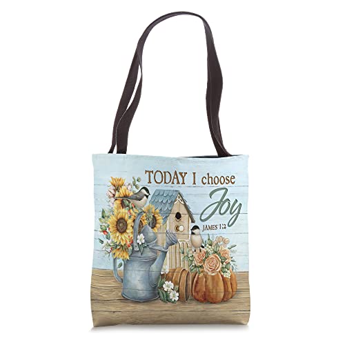 Chickadee Bird Flower Garden Today I Choose Joy Jesus Tote Bag