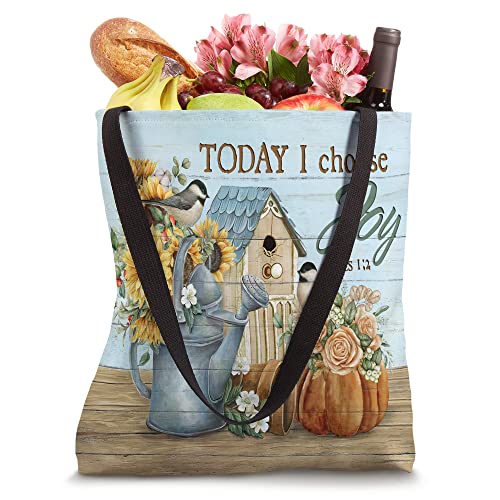 Chickadee Bird Flower Garden Today I Choose Joy Jesus Tote Bag