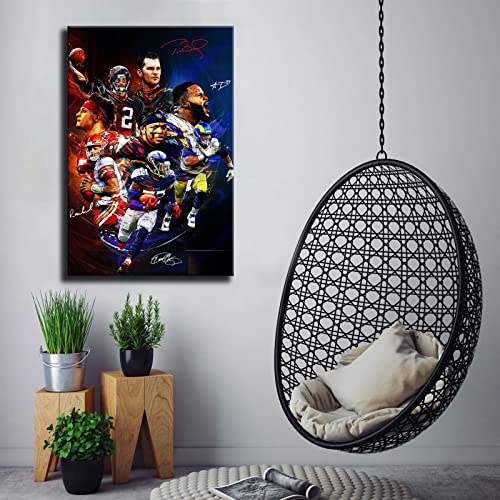 Football Superstar Poster Posters Print Canvas Wall Art Decor for Boys Room Bedroom Sports Painting Picture NOUCAN (16x24inch-Unframed,A)